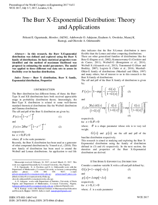 (PDF) The Burr X-Exponential Distribution: Theory and Applications