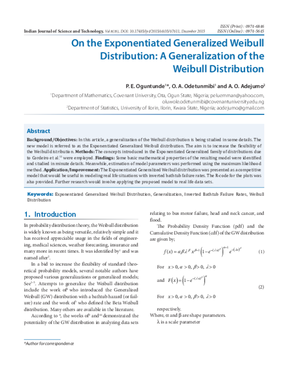 (PDF) On the Exponentiated Generalized Weibull Distribution: A ...