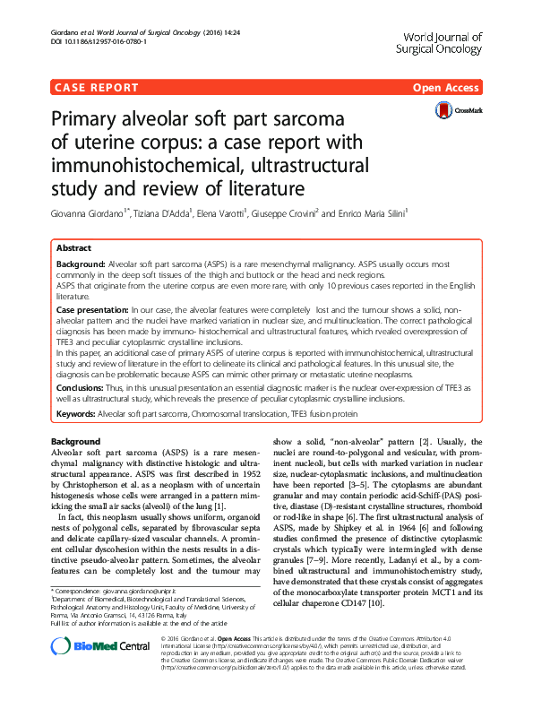 (PDF) Primary alveolar soft part sarcoma of uterine corpus: a case ...