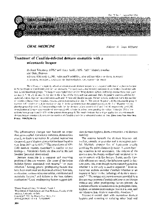 (PDF) Treatment of Candida-infected denture stomatitis with a ...
