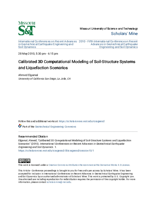 (PDF) Calibrated 3D Computational Modeling of Soil- Structure Systems ...