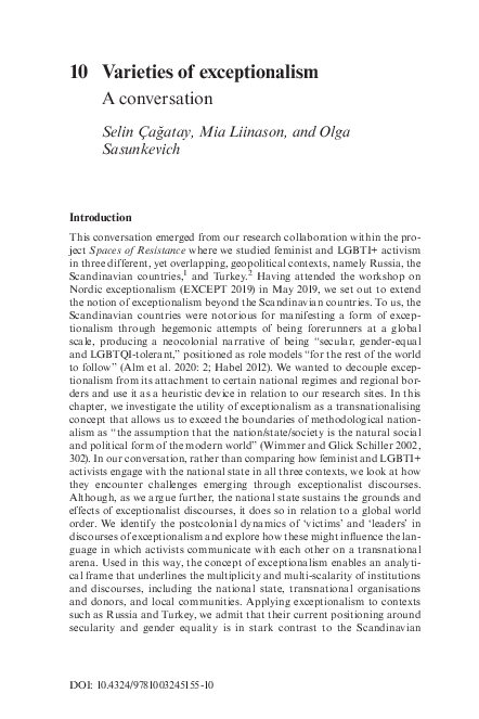 (PDF) Varieties of exceptionalism | Mia Liinason - Academia.edu