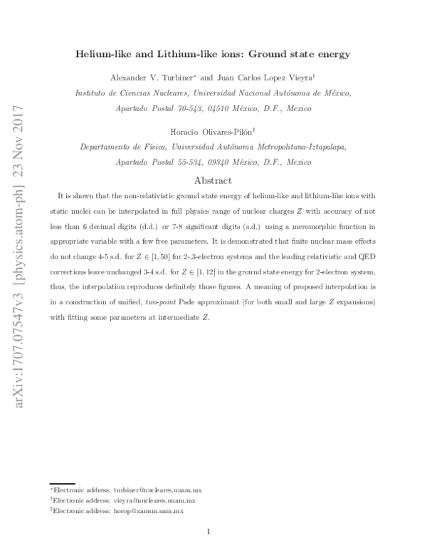 (PDF) Helium-like and Lithium-like ions: Ground state energy