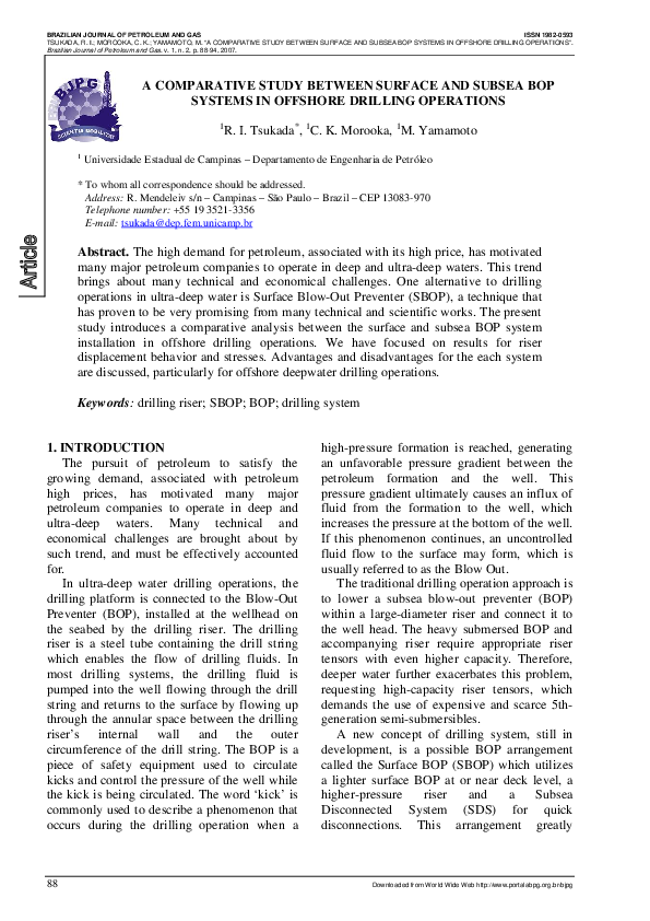 (PDF) A Comparative Study Between Surface and Subsea Bop Systems in ...
