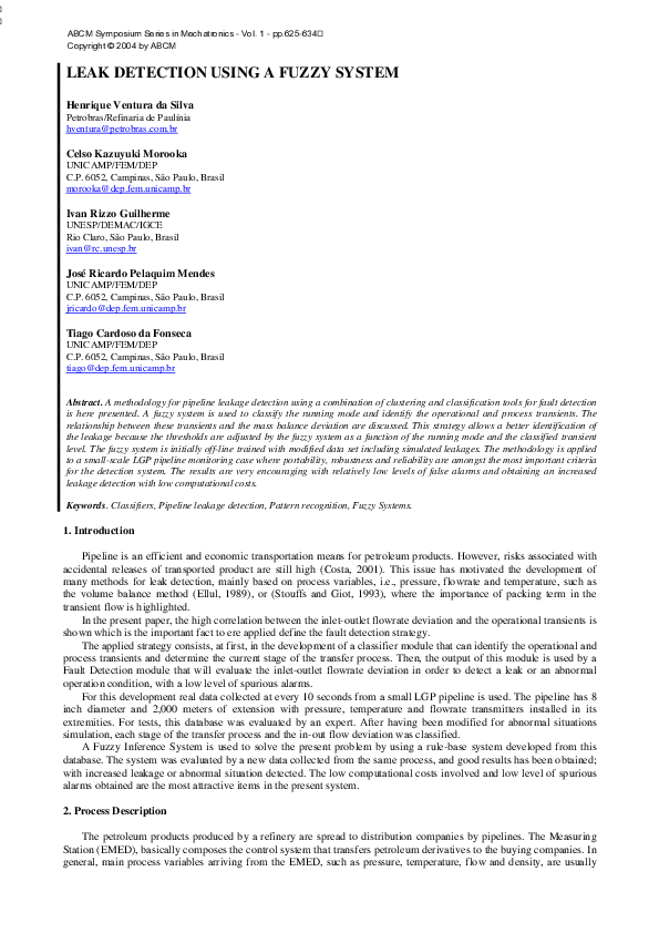 (PDF) Leak Detection Using a Fuzzy System
