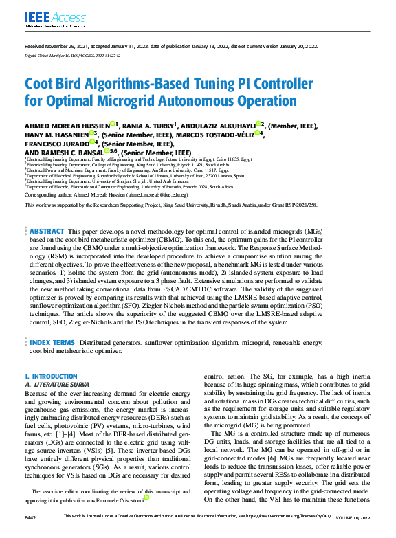 Pdf Coot Bird Algorithms Based Tuning Pi Controller For Optimal