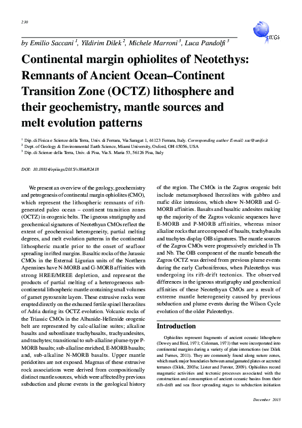 (PDF) Continental margin ophiolites of Neotethys: Remnants of Ancient ...
