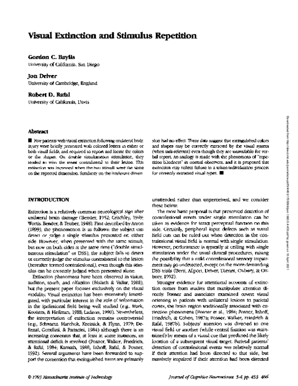 (PDF) Visual Extinction and Stimulus Repetition