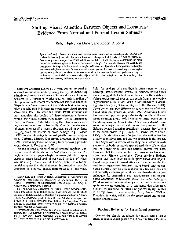(PDF) Shifting visual attention between objects and locations: Evidence ...