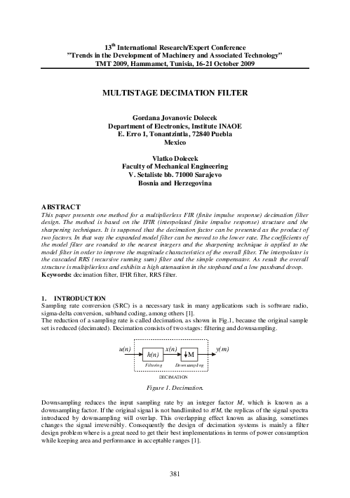 (PDF) Multistage Decimation Filter