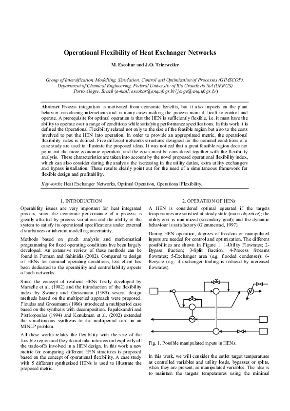 (PDF) Operational Flexibility of Heat Exchanger Networks