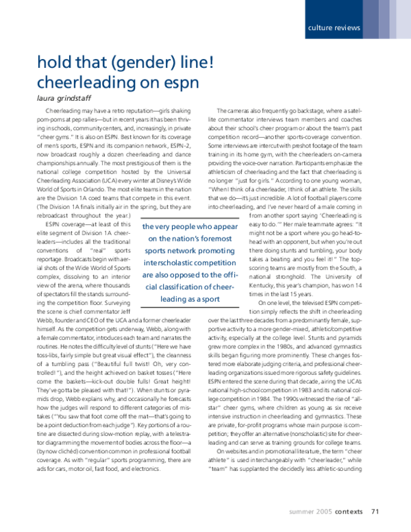 (PDF) Hold That (Gender) Line! Cheerleading on Espn