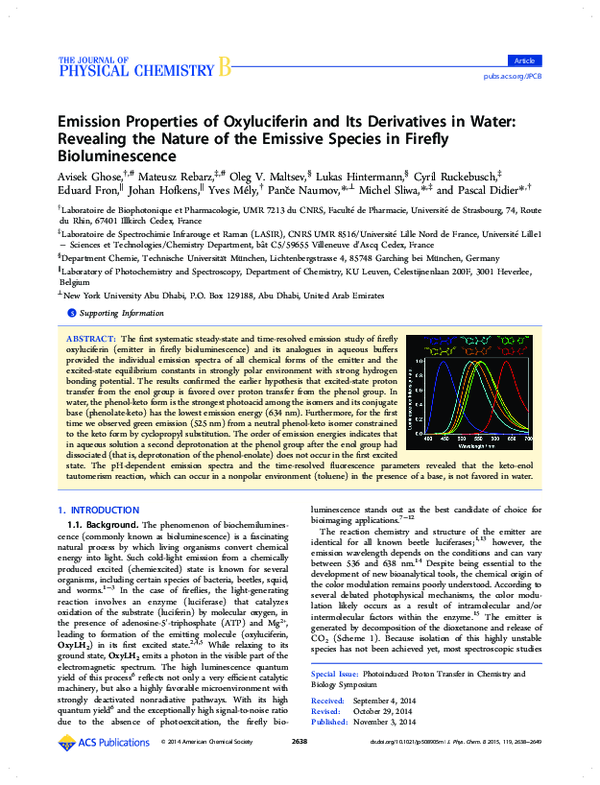 (PDF) Emission Properties of Oxyluciferin and Its Derivatives in Water ...