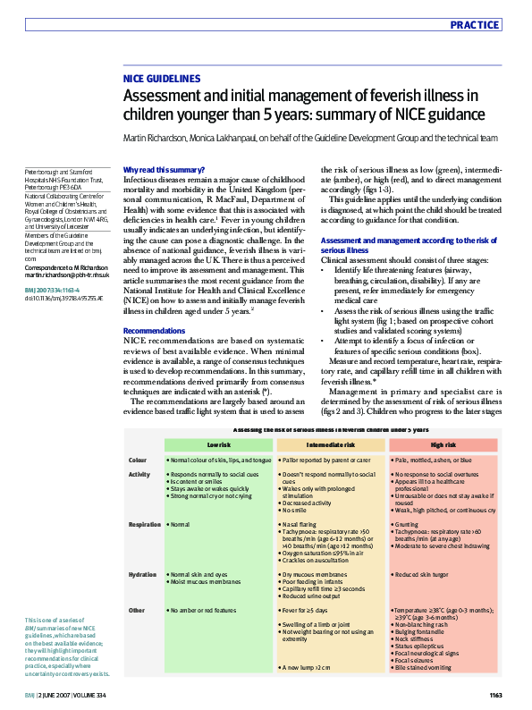 (PDF) Assessment and initial management of feverish illness in children ...