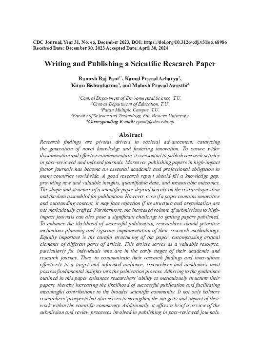 (PDF) Writing and Publishing a Scientific Research Paper