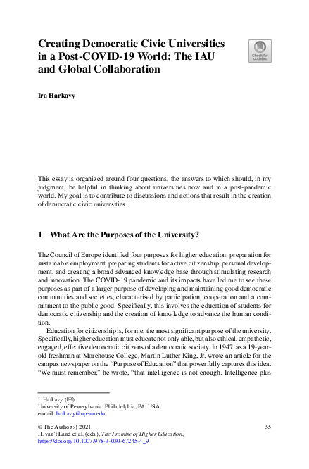 (PDF) Creating Democratic Civic Universities in a Post-COVID-19 World ...