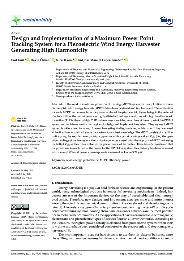 (PDF) Design and Implementation of a Maximum Power Point Tracking System for a Piezoelectric ...