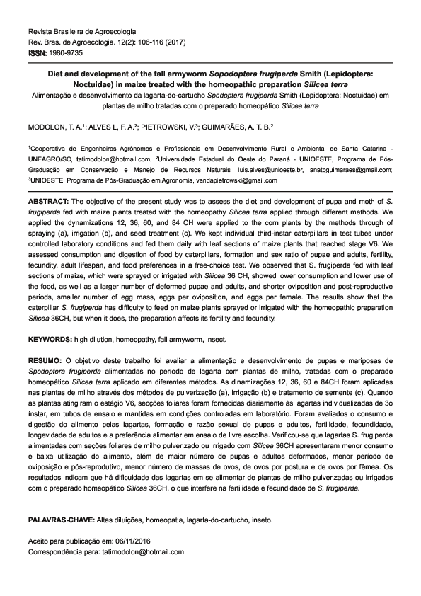 (PDF) Diet and life cycle of the fall armyworm Spodoptera frugiperda ...