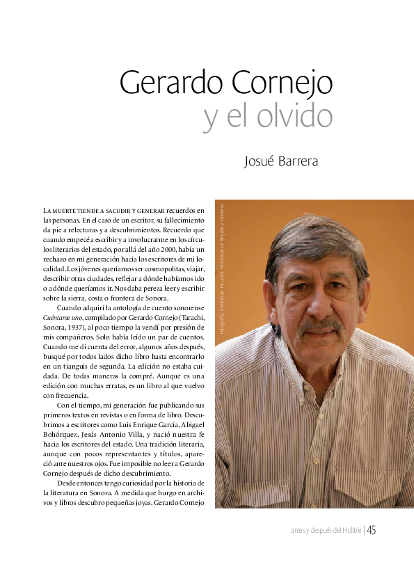 (PDF) Gerardo Cornejo y el olvido
