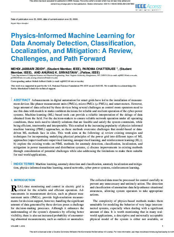 (PDF) Physics-Informed Machine Learning for Data Anomaly Detection, Classification, Localization ...