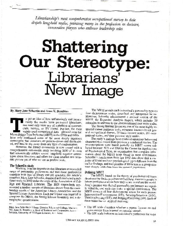 (PDF) Shattering our stereotype: Librarians''new image