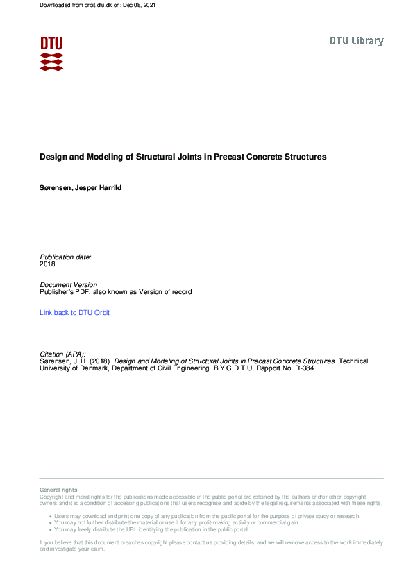 (PDF) Design and Modeling of Structural Joints in Precast Concrete Structures