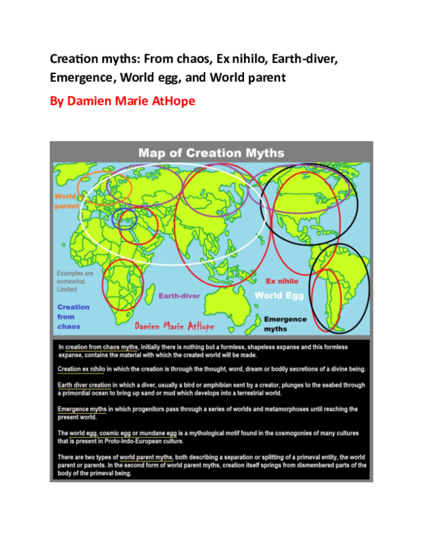 (PDF) Creation myths: From chaos, Ex nihilo, Earth-diver, Emergence ...