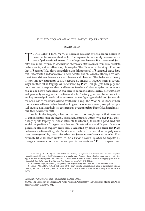 (PDF) The Phaedo as an Alternative to Tragedy