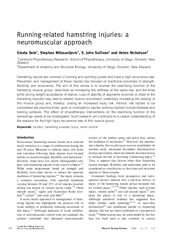 (PDF) Running-related hamstring injuries: a neuromuscular approach