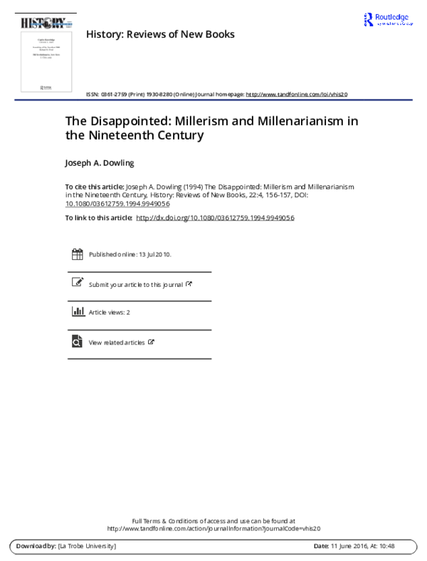 (PDF) The Disappointed: Millerism and Millenarianism in the Ninteenth ...