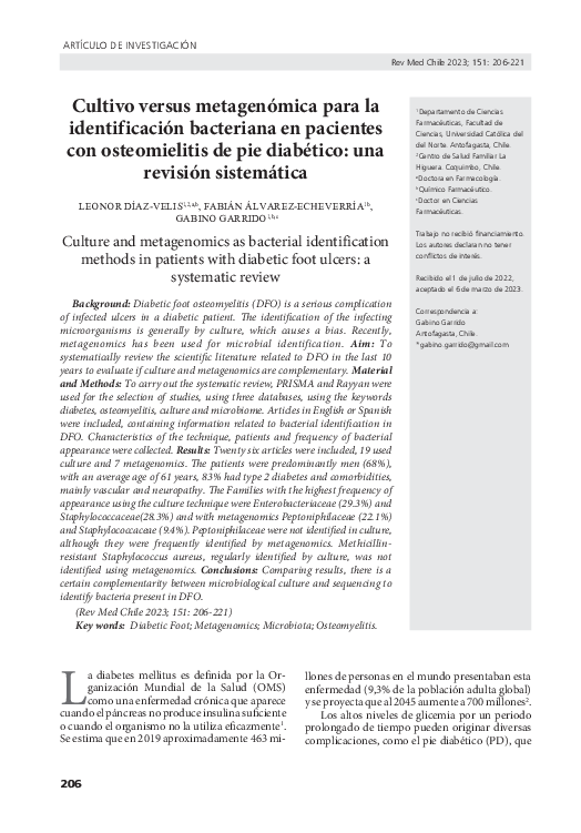 (PDF) Cultivo versus metagenómica para la identificación bacteriana en ... (PDF) Cultivo versus metagenómica para la identificación bacteriana en ...