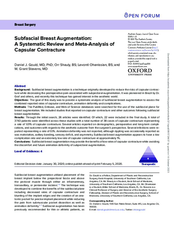 (PDF) Subfascial Breast Augmentation: A Systematic Review and Meta ...