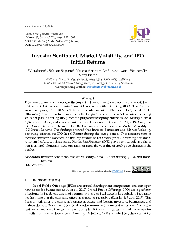 (PDF) Investor Sentiment, Market Volatility, and IPO Initial Returns