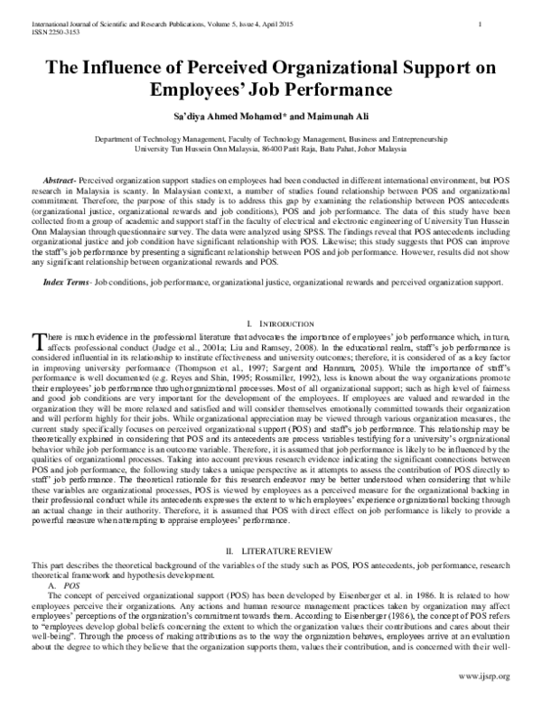 (PDF) The Influence of Perceived Organizational Support on Employees ...