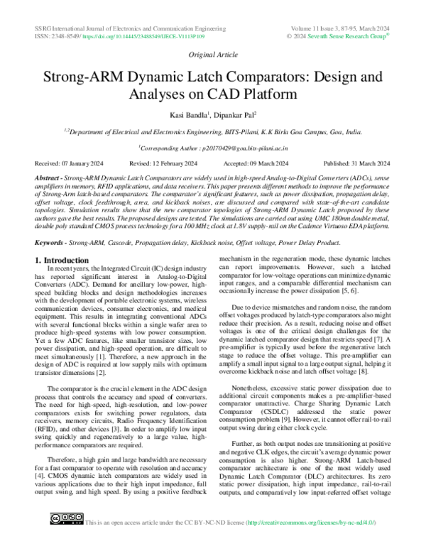 (PDF) Strong-ARM Dynamic Latch Comparators: Design and Analyses on CAD ...