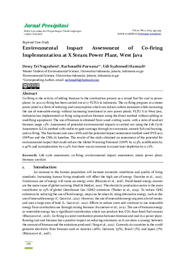 (PDF) Environmental Impact Assessment of Co-firing Implementation at X ...
