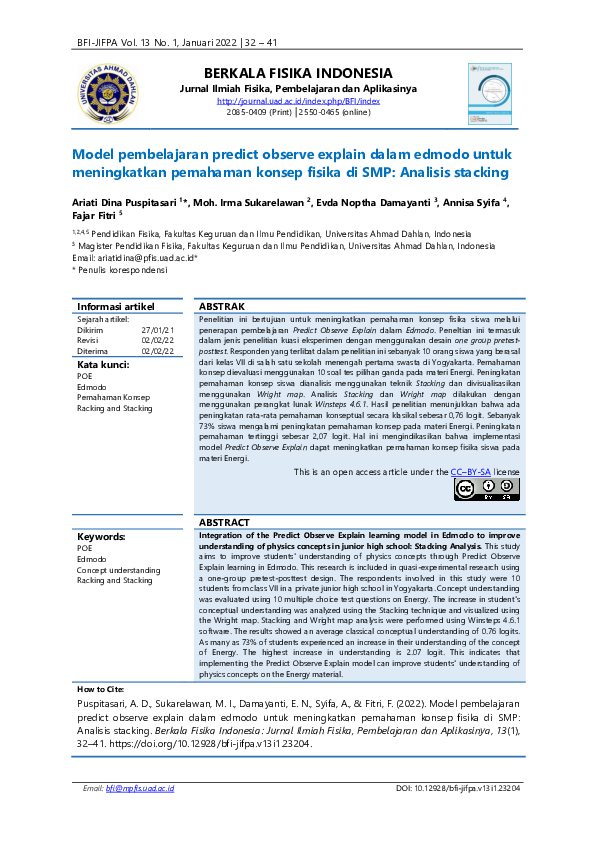 (PDF) Model pembelajaran predict observe explain dalam edmodo untuk meningkatkan pemahaman ...