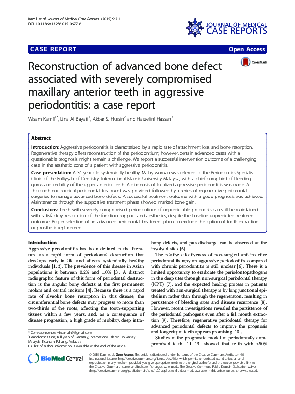 (PDF) Reconstruction of advanced bone defect associated with severely ...