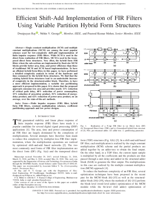 (PDF) Efficient Shift-Add Implementation of FIR Filters Using Variable ...