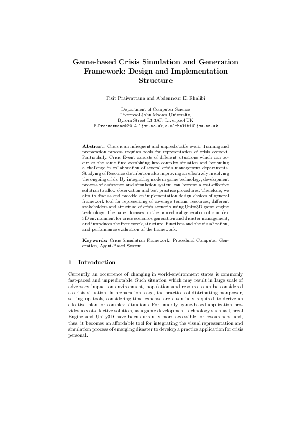 (PDF) Game-Based Crisis Simulation and Generation Framework: Design and ...