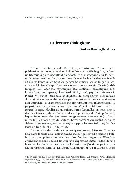 (PDF) La lecture dialogique