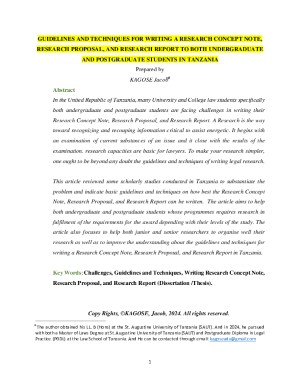 (PDF) GUIDELINES AND TECHNIQUES FOR WRITING A RESEARCH CONCEPT NOTE ...