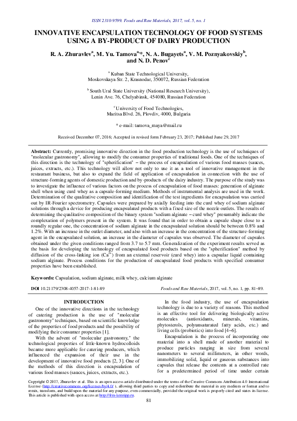 (PDF) Innovative Encapsulation Technology of Food Systems Using a By ...