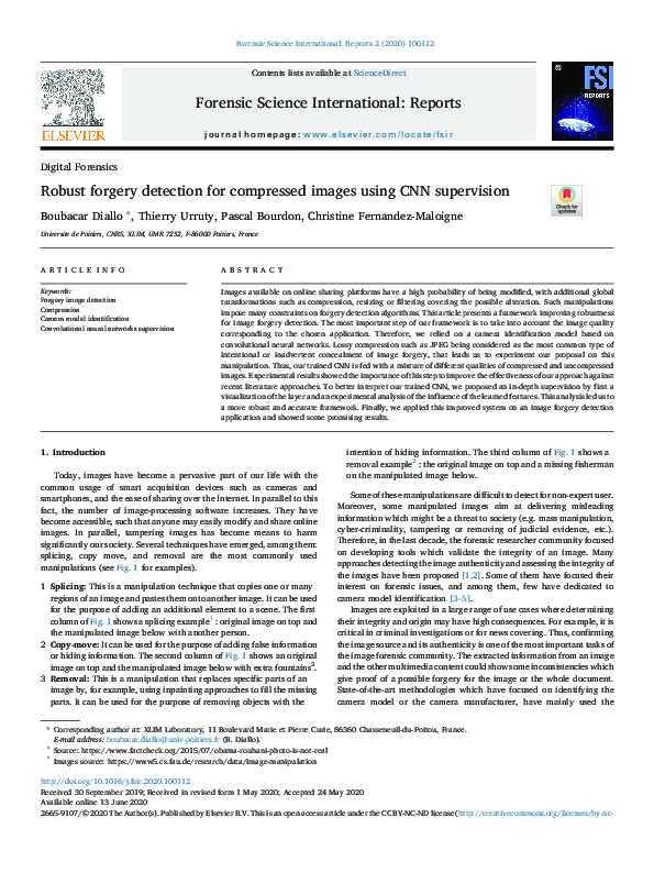 (PDF) Robust forgery detection for compressed images using CNN supervision