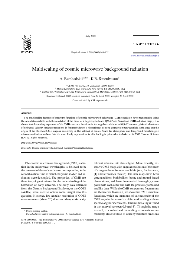 (PDF) Multiscaling of cosmic microwave background radiation