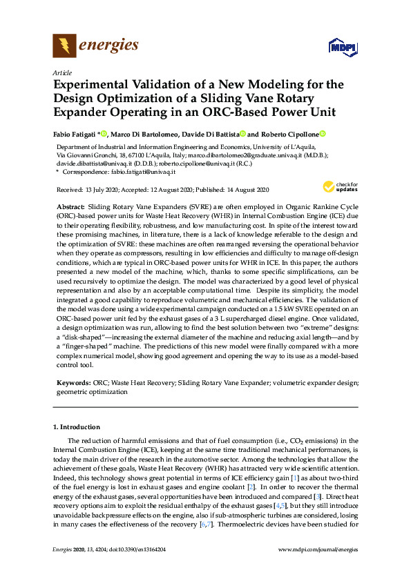 (PDF) Experimental Validation of a New Modeling for the Design Optimization of a Sliding Vane ...