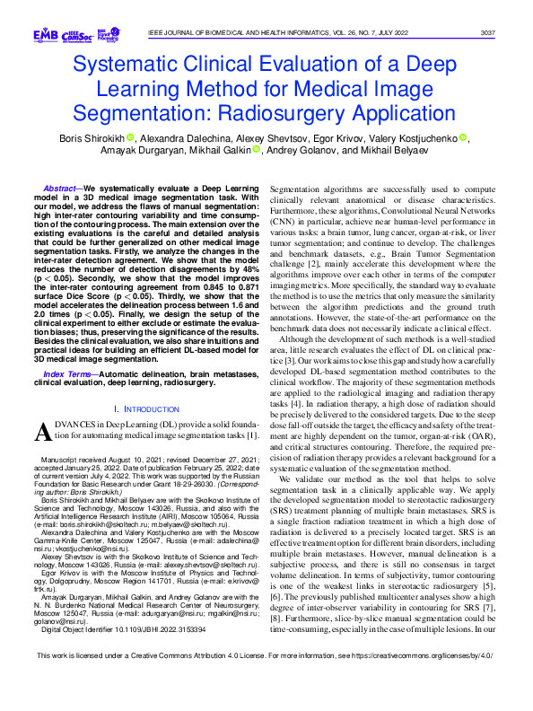 (PDF) Systematic Clinical Evaluation of a Deep Learning Method for Medical Image Segmentation ...