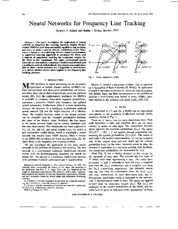 (PDF) Neural networks for frequency line tracking