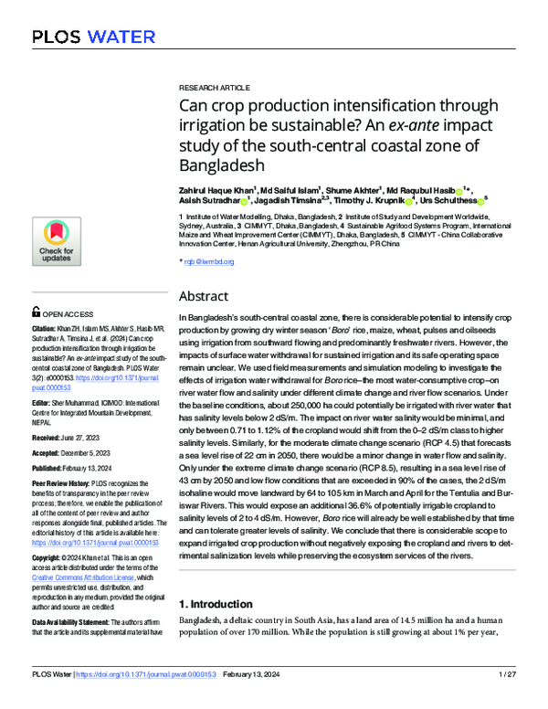 (PDF) Can crop production intensification through irrigation be ...