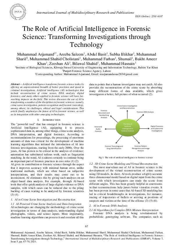 (PDF) The Role of Artificial Intelligence in Forensic Science: Transforming Investigations ...
